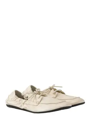 Prada Leather Boat Shoes - Neutral