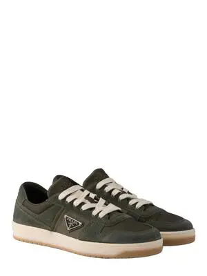 Prada Downtown Re-nylon And Suede Sneakers - Green
