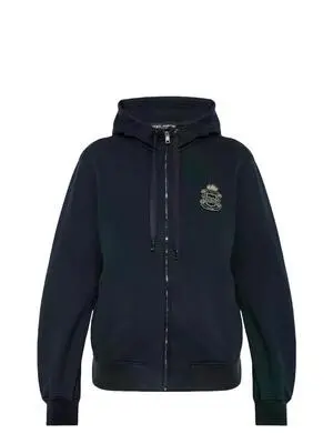 Dolce & Gabbana Logo-patch Zip-up Hoodie - Blue