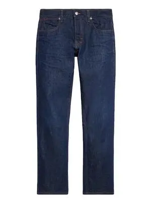 Gucci Embroidered Cotton Denim Pants - Blue