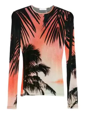 Rabanne Palm Print T-shirt - Orange
