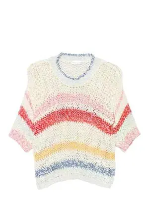 ROBERTO COLLINA Striped Open-knit Sweater - Neutrals