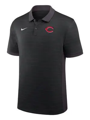Nike Cincinnati Reds Authentic Collection Striped Victory Dri-fit Mlb Polo - Black