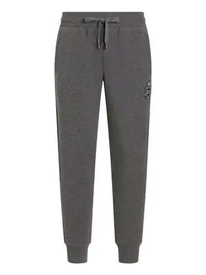 Dolce & Gabbana Jersey Trousers With Heraldic Patch - Grey