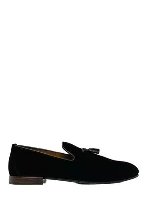 TOM FORD Nicolas Tassel Velvet Loafers - Black