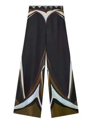 Emilio Pucci Fari Print Silk Twill Wide-leg Trousers - Black