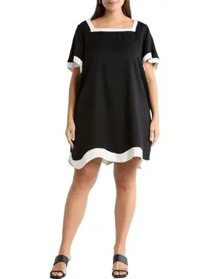 SUGARLIPS Gizelle Scallop Shift Minidress - Black