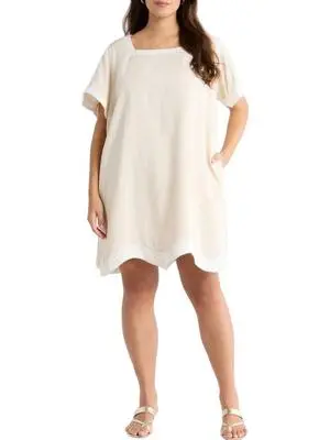 SUGARLIPS Gizelle Scallop Shift Minidress - Natural