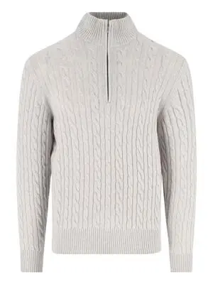 Loro Piana Cashmere Cable Knit Sweater Gray