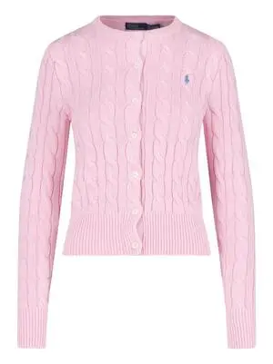 Polo Ralph Lauren Logo Cable Knit Cardigan - Pink