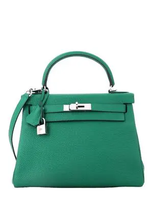 Hermès Kelly Handbag Togo With Palladium Hardware 28 - Green
