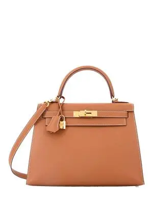 HERMÈS Kelly Handbag 28 Brown Epsom With Hardware