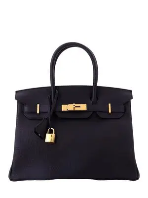HERMÈS Birkin 30 Handbag Black Togo With Gold Hardware