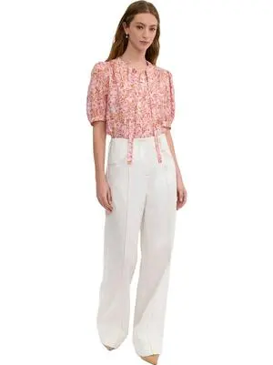 Rebecca Taylor Bellamy Silk Blouse - Pale Pink Multi