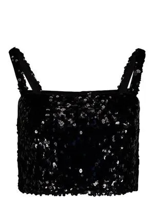 Dolce & Gabbana Sequined Crop Top With Straps - Black