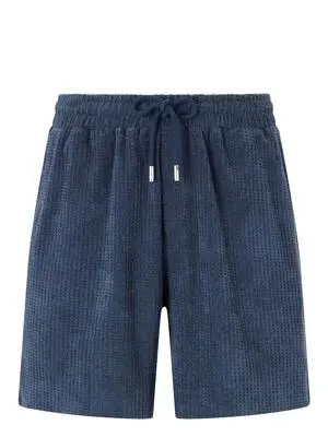 Mr P. Waffle-knit Cotton-terry Shorts - Blue