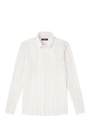 J. MUESER J. Mueser - Button-Down Collar Striped Linen Shirt - Men - Brown  Tan