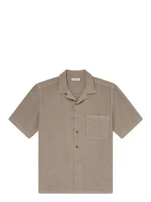 Canali Camp-collar Linen Shirt - Brown