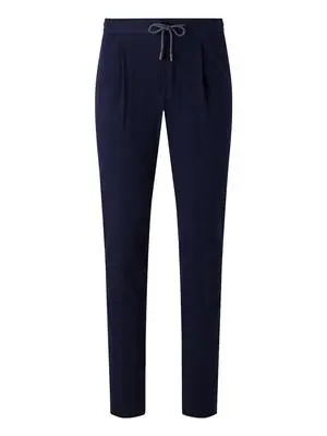 SLOWEAR Tapered Cotton-blend Seersucker Trousers - Blue