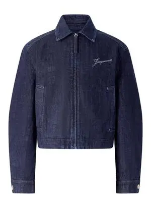 Jacquemus La Veste De-nîmes Logo-embroidered Denim Jacket Navy