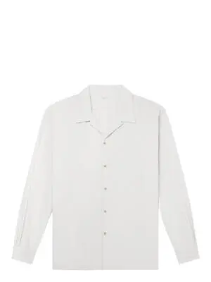 A.PRESSE Camp-collar Silk Shirt - Neutrals