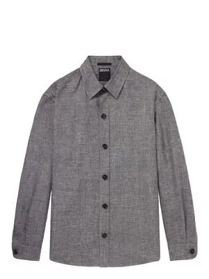 Zegna Cashmere, Linen And Silk-blend Overshirt - Gray