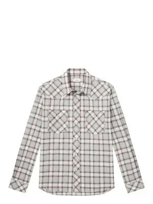 Versace Checked Cotton-poplin Shirt - Gray