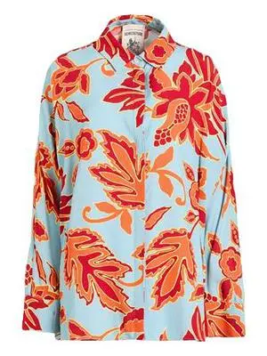 SEMICOUTURE Floral Print Crepe Shirt - Light Blue