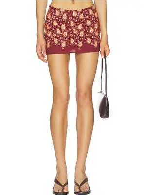 UNDERSTATED LEATHER X Beaded Paisley Mini Skirt - Red
