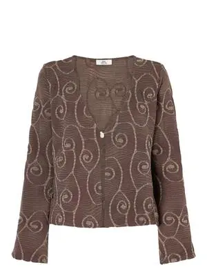 SARA CRISTINA Arena Textured Knitted Cardigan - Brown