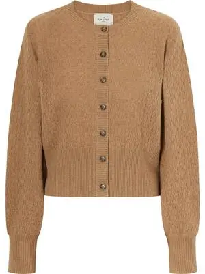 Le Kasha Gaya Pointelle Knit Cashmere Cardigan - Brown
