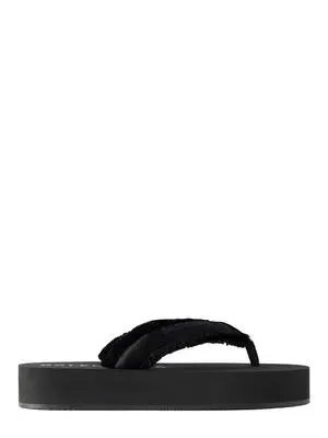 Balenciaga Jet Lag Frayed Satin Thong Sandals - Black
