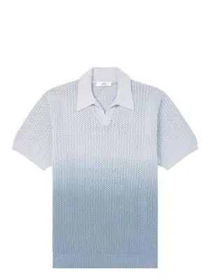 Mr P. Open-collar Knitted Organic Cotton Polo Shirt - Blue