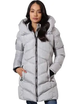 CANADA WEATHER GEAR Long Puffer Parka Jacket - Grey