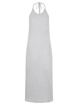 JAMES PERSE Linen Midi Halterneck Dress - Gray