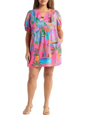 SUGARLIPS Lanus City Jerome Shift Mini Dress - Fuchsia-multi