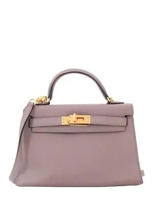 HERMÈS Kelly Mini II Bag Grey Epsom With Gold Hardware 20