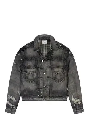 Rhude Ripped-detail Denim Jacket - Grey