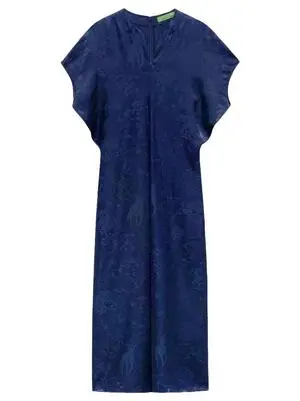 Shanghai Tang Jacquard Midi Dress - Blue