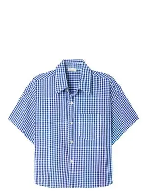 American Vintage Gingham Check Short-sleeve Shirt - Blue