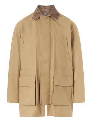 J. MUESER J. Mueser Game Corduroy-Trimmed Cotton Jacket Tan