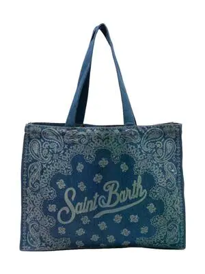 MC2 SAINT BARTH Paisley-print Logo Tote Bag - Blue