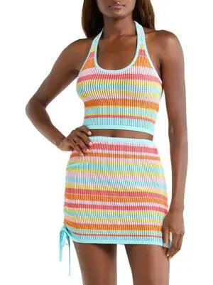 KULANI KINIS Stripe Knit Halter Crop Tank