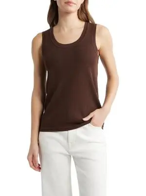 Anne Klein Scoop Neck Sleeveless Tank - Dark Chocolate