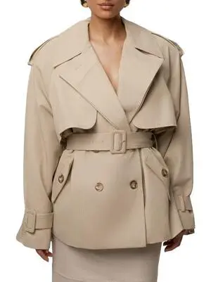 JLUXLABEL Oversized Trench Coat - Khaki