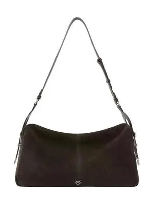 Pinko Keeper Buckle-detail Suede Shoulder Bag - Brown