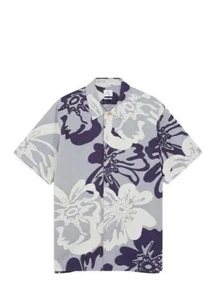Paul Smith Casual Fit Floral Cotton Camp Shirt - Light Blue