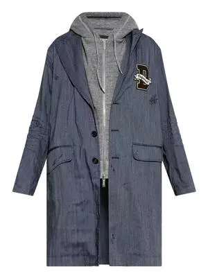 Dsquared2 Distressed Lapel Coat - Blue