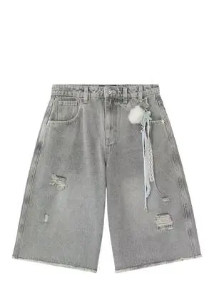 MINI CREAM Distressed Denim Shorts - Grey