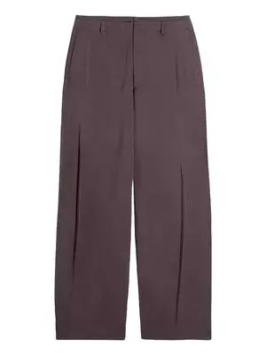 LEMAIRE Pleated Wide Leg Trousers - Brown